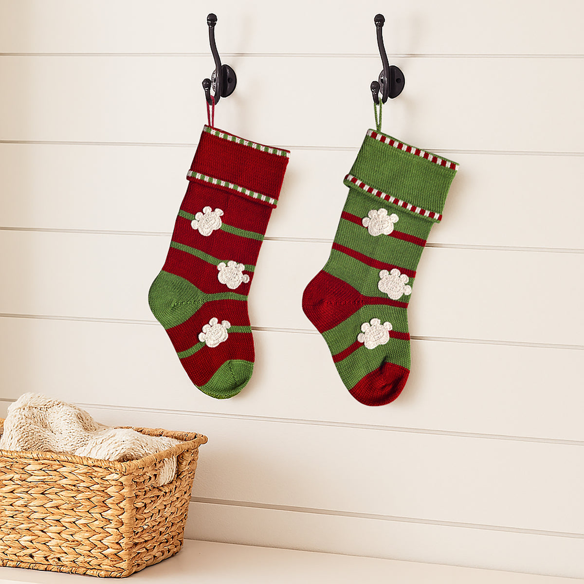 Paw Print Stocking, Green – Melange Collection