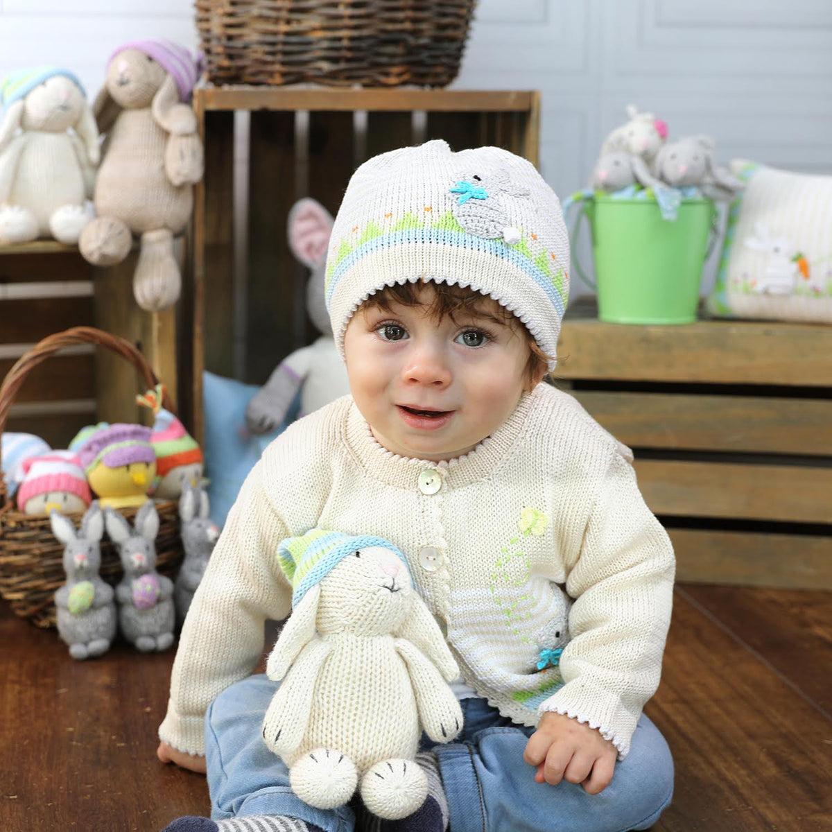 Easter Cardigan with Bunnies – Melange Collection